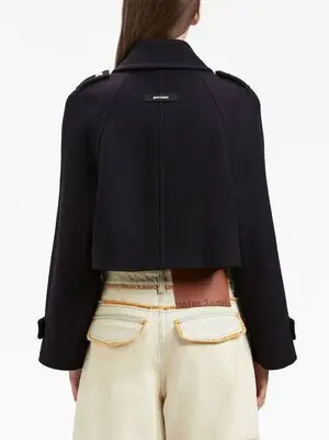Palm Angels Virgin-wool Blend Cropped Coat - Blue