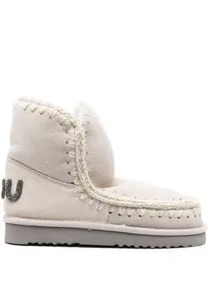 Mou Whipstitch-detail Sheepskin Boots - Neutrals