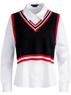 Alice + Olivia Orly Striped Wool-blend Vest