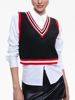 Alice + Olivia Orly Striped Wool-blend Vest