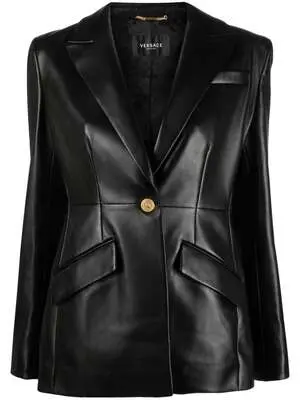 Versace Single-breasted Leather Blazer