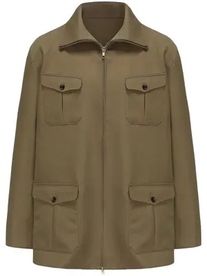 Shanghai Tang Technical Wool Jacket With Spread Collar