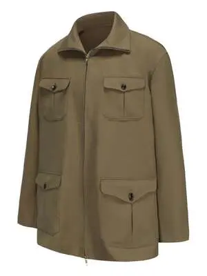 Shanghai Tang Technical Wool Jacket With Spread Collar