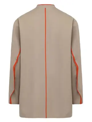 Shanghai Tang Khaki Wool Piped-trim Tang Jacket
