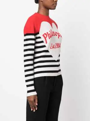 Philosophy Di Lorenzo Serafini Intarsia-logo Striped Sweatshirt