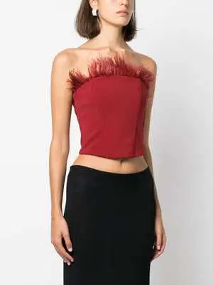 Patrizia Pepe Feather-detailing Strapless Top