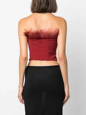 Patrizia Pepe Feather-detailing Strapless Top