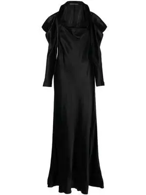 Alberta Ferretti Lace-detail Satin Long Dress