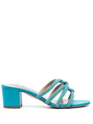 AQUAZZURA Crystal-embellished Leather Sandals - Blue