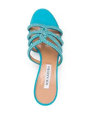 AQUAZZURA Crystal-embellished Leather Sandals - Blue
