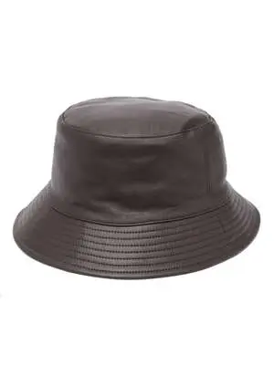 YVES SALOMON Leather Bucket Hat - Brown
