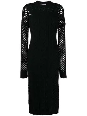 Max Mara Mesh Panelled Midi Dress - Black