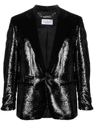 Philipp Plein Metallic-effect Single-breasted Blazer - Black