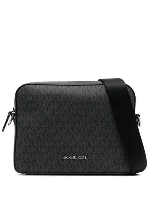 Michael Kors Dual Monogram Leather Crossbody Bag - Black