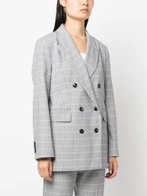 Tommy Hilfiger Checked Double-breasted Blazer - Blue