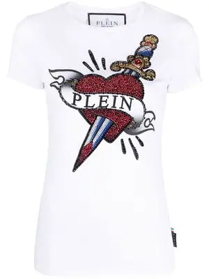 Philipp Plein Embellished Logo T-shirt - White