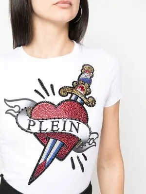 Philipp Plein Embellished Logo T-shirt - White