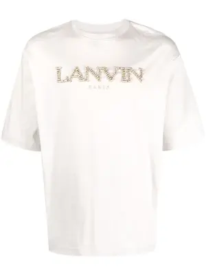 LANVIN Logo-embroidered Cotton T-shirt - Grey
