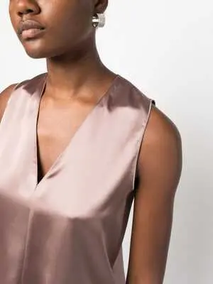 BLANCA VITA V-neck Satin Tank Top
