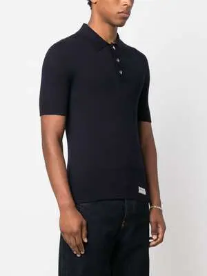 Balmain Logo-patch Wool Polo Shirt