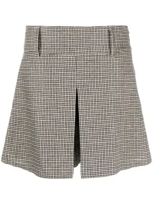 Brunello Cucinelli Houndstooth-pattern Linen-blend Skort