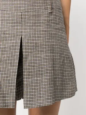 Brunello Cucinelli Houndstooth-pattern Linen-blend Skort