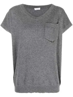 Brunello Cucinelli Cashmere Vest With Cap Sleeves - Grey