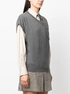 Brunello Cucinelli Cashmere Vest With Cap Sleeves - Grey