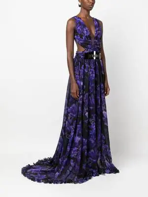 Philipp Plein Floral-print Chiffon Maxi Dress