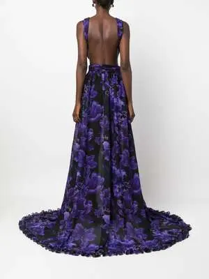 Philipp Plein Floral-print Chiffon Maxi Dress