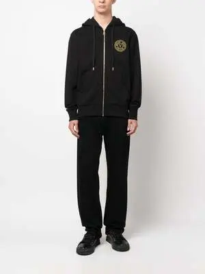 Versace Logo-embroidered Zip-up Hoodie