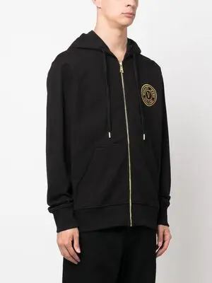 Versace Logo-embroidered Zip-up Hoodie