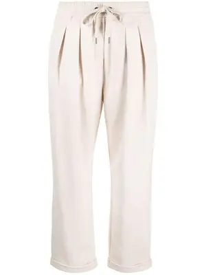 Brunello Cucinelli Pleated Drawstring Cropped Trousers