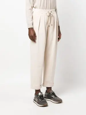Brunello Cucinelli Pleated Drawstring Cropped Trousers