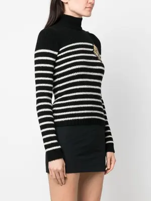 Balmain Logo-patch Striped Jumper