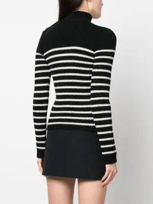 Balmain Logo-patch Striped Jumper