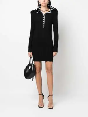 Y/project Ruffle-collar Merino Wool Minidress - Black