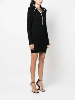 Y/project Ruffle-collar Merino Wool Minidress - Black