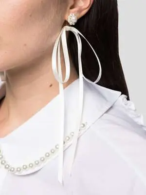 Simone Rocha Pearl-embellished Bow Earrings - White