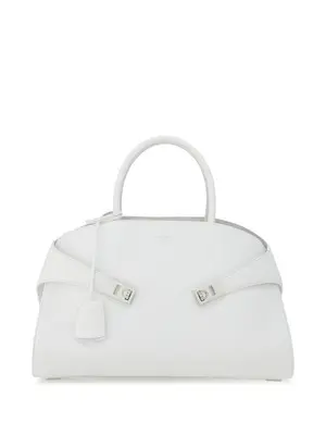 FERRAGAMO Medium Hug Leather Tote - White