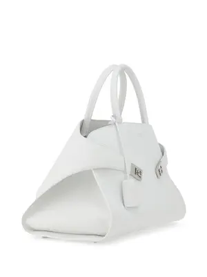 FERRAGAMO Medium Hug Leather Tote - White