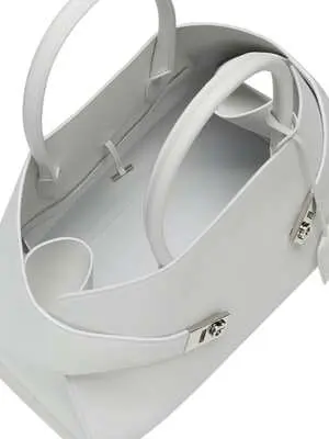 FERRAGAMO Medium Hug Leather Tote - White