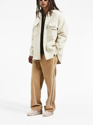 Palm Angels Logo-embroidered Twill Shirt Jacket - White