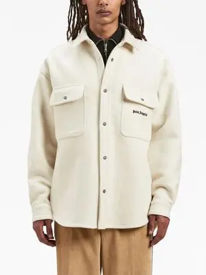 Palm Angels Logo-embroidered Twill Shirt Jacket - White