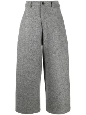 SAGE NATION Cotton-blend Wide-leg Trousers - Grey