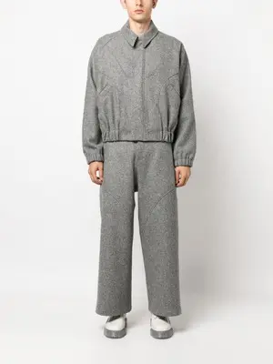 SAGE NATION Heather Wool Blend Wide-leg Trousers