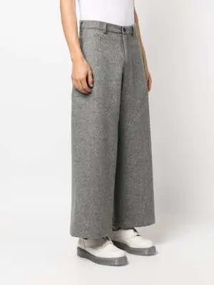 SAGE NATION Heather Wool Blend Wide-leg Trousers