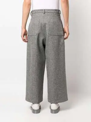 SAGE NATION Heather Wool Blend Wide-leg Trousers