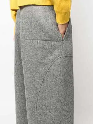 SAGE NATION Heather Wool Blend Wide-leg Trousers