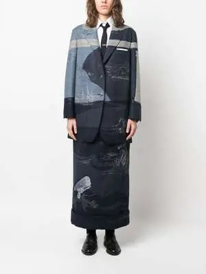 Thom Browne Midi Skirt With Contrasting Stitch Detail